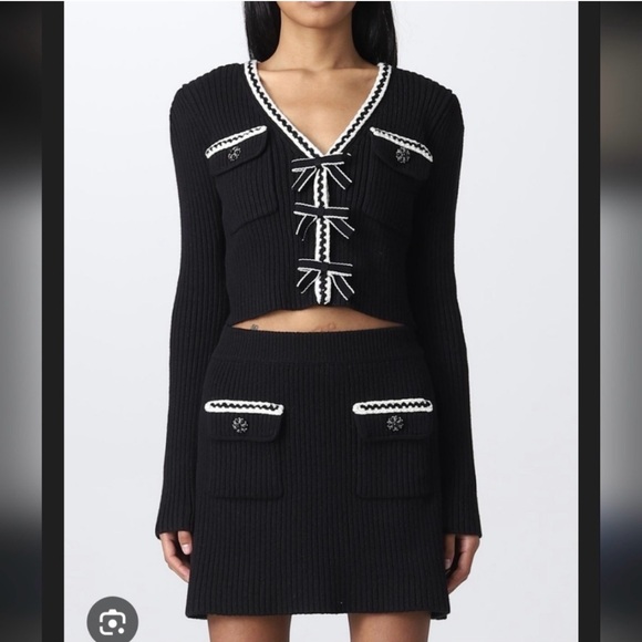 Self-Portrait | Skirts | Self Portrait 2 Piece Black Sweater Set | Poshmark